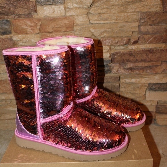 UGG | Shoes | Ugg Sequin Sparkle Classic Boots New Pink | Poshmark